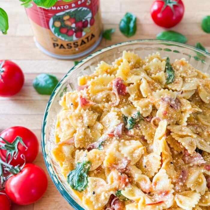 Farfalle tomates-ricotta-basilic-coppa – Fannelie.com